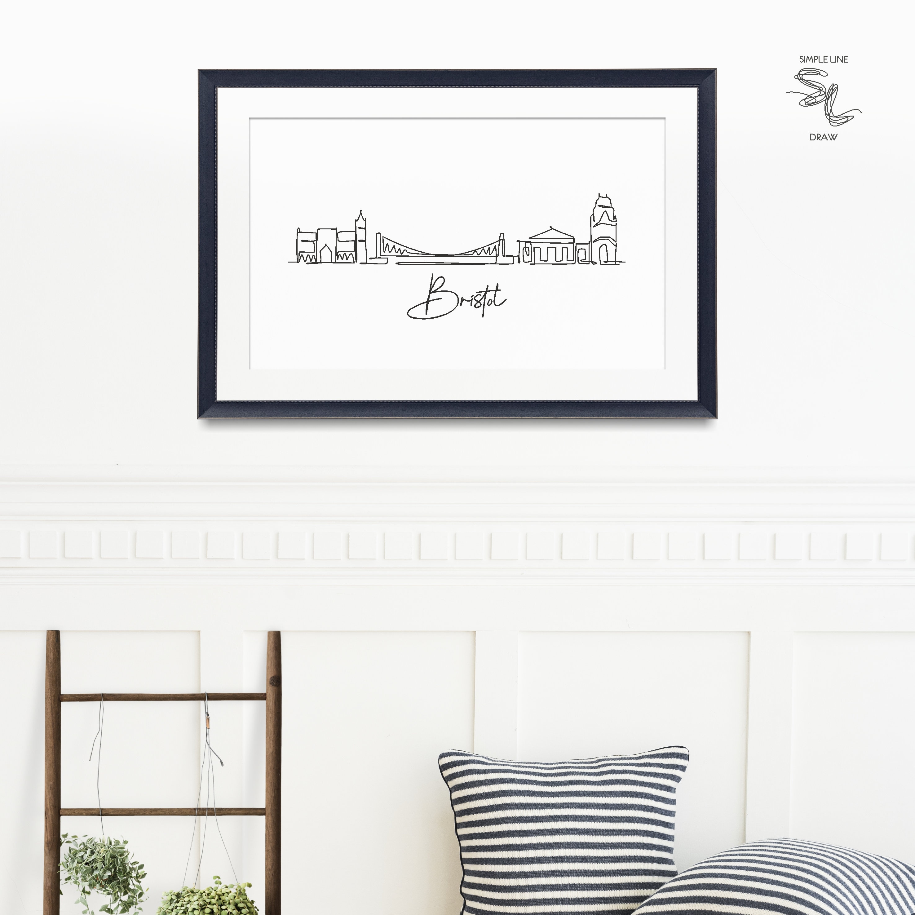 One Line Bristol City Skyline Print Printable Line Drawing - Etsy