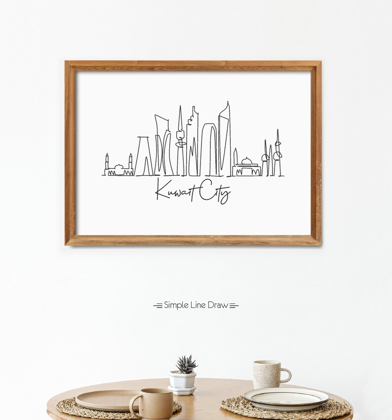 Printable Kuwait City Skyline Wall Decor Fine One Line Print - Etsy