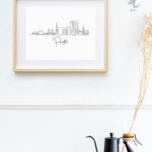 Printable Perth Cityscape, Minimalist One Line Drawing Skyline Print ...
