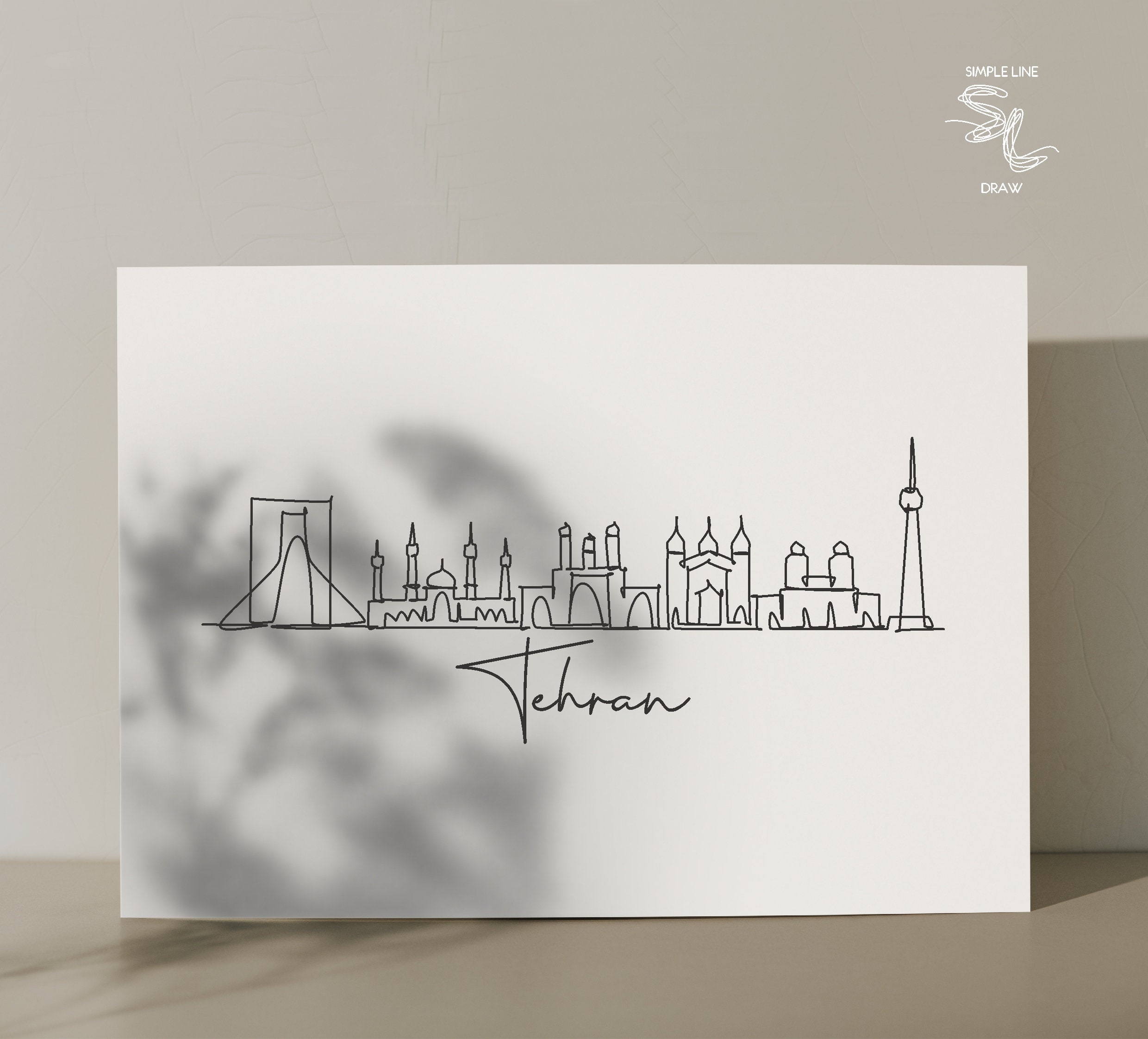 Printable Tehran Cityscape Minimalist One Line Drawing | Etsy