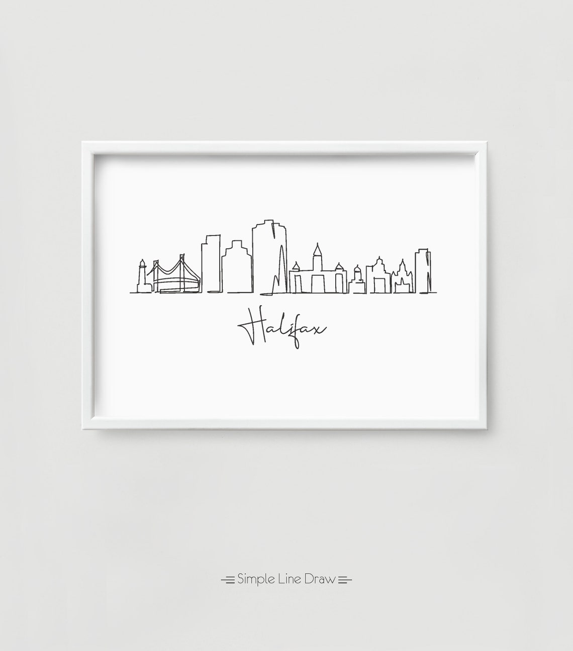 One Line Halifax City Skyline Print Nova Scotia Retro - Etsy
