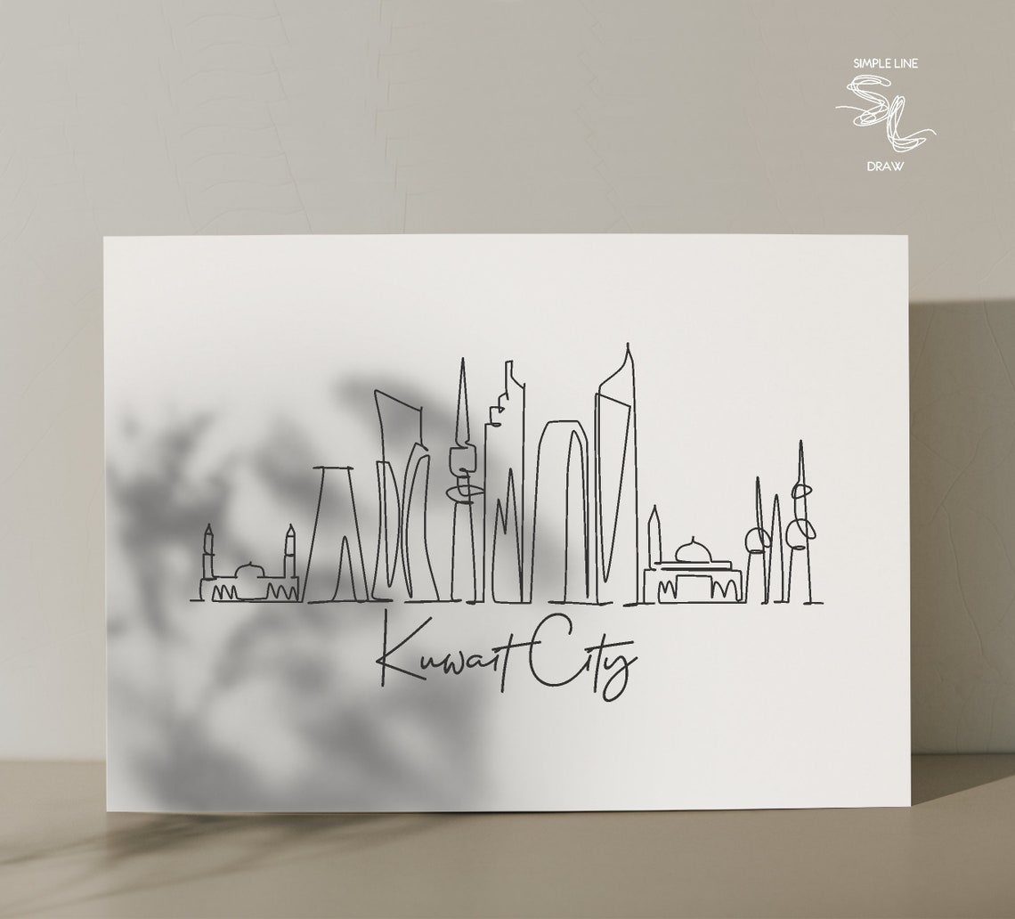Printable Kuwait City Skyline Wall Decor Fine One Line Print - Etsy
