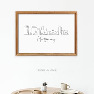 Printable Montgomery, Alabama Skyline Wall Decor, Fine Line Print Art ...