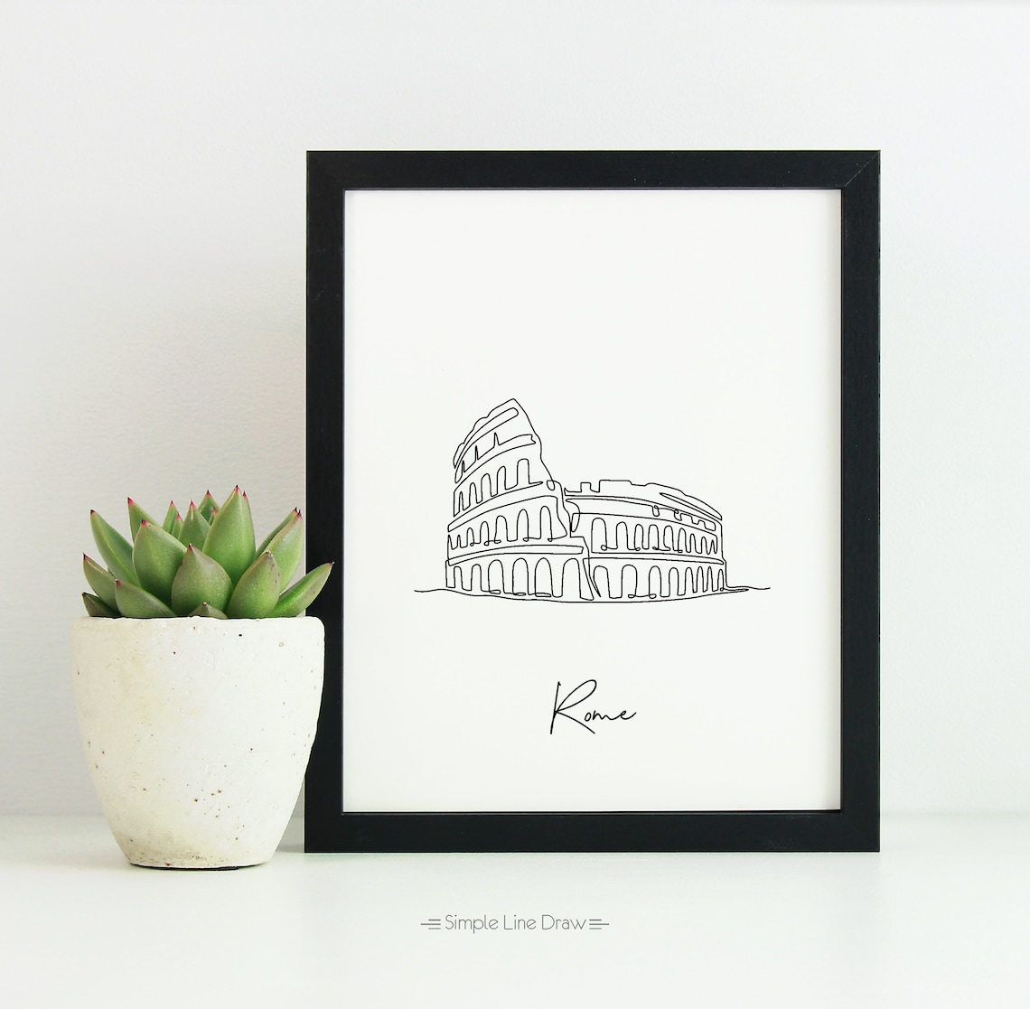 Colosseum Rome Print: Minimalist Line Art Travel Poster Single Line ...