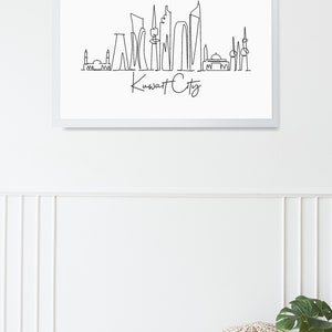 Printable Kuwait City Skyline Wall Decor, Fine One Line Print ...