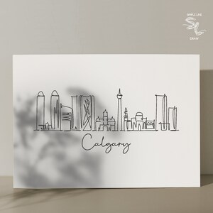 Calgary City Skyline Printable Wall Decor, Fine Line Print, Minimalist ...
