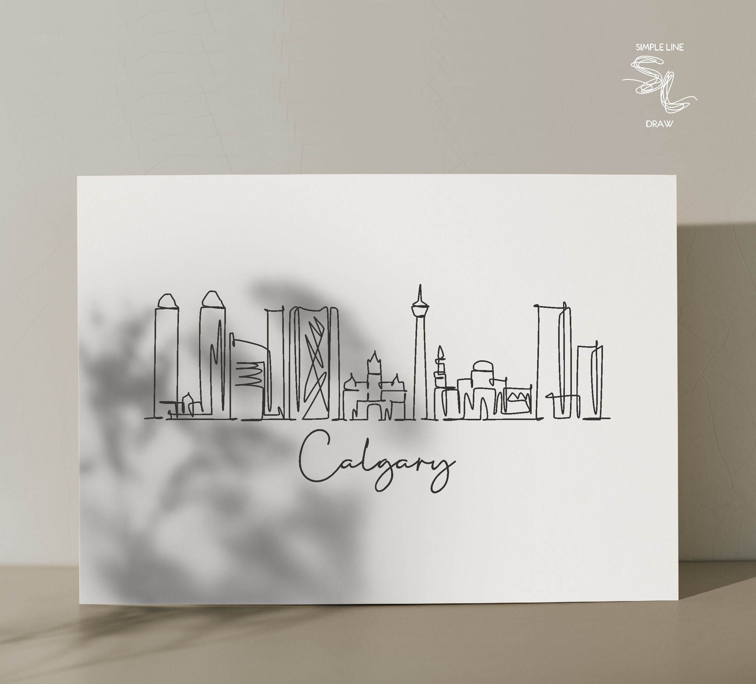 Calgary City Skyline Printable Wall Decor Fine Line Print | Etsy