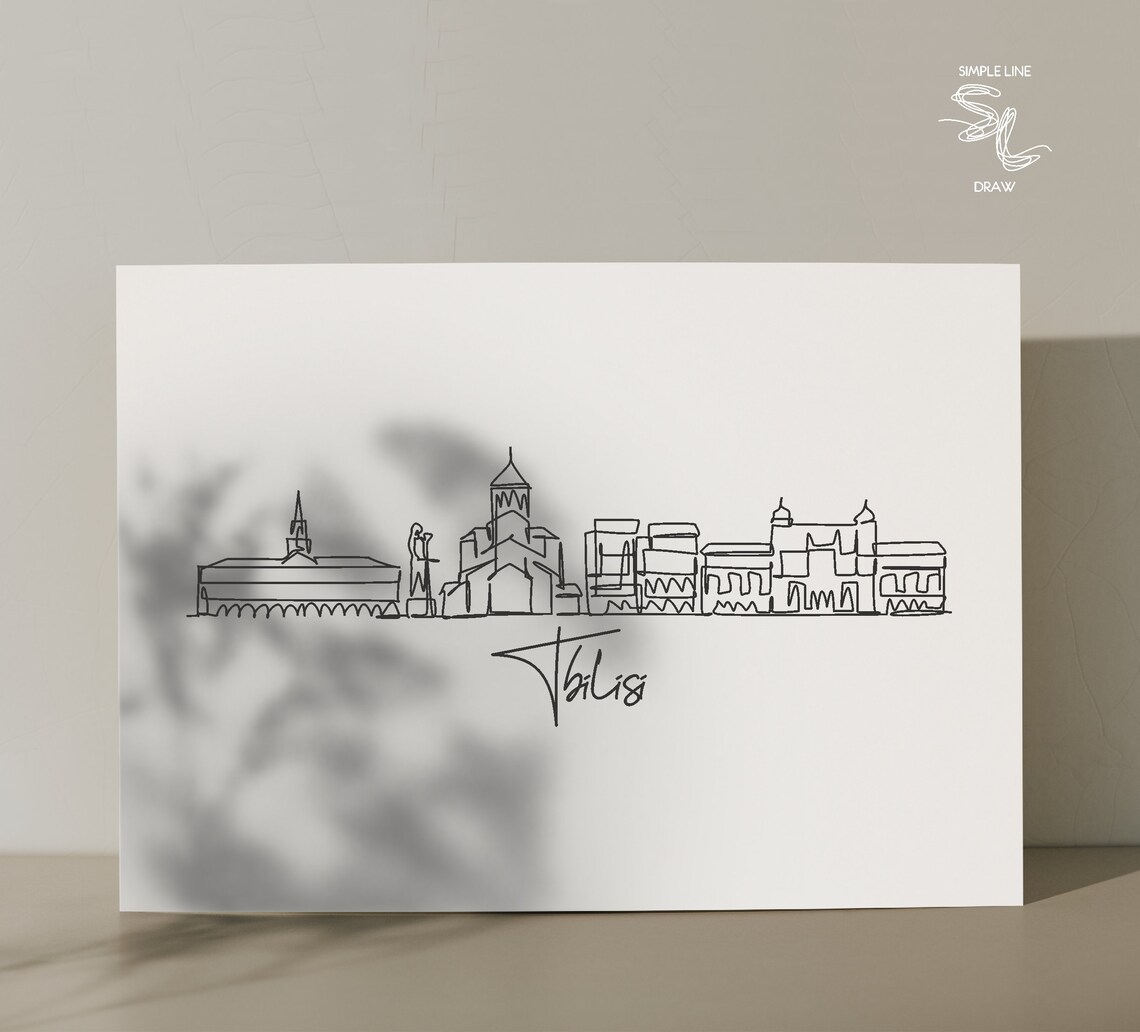Printable Tbilisi Cityscape Minimalist One Line Drawing | Etsy
