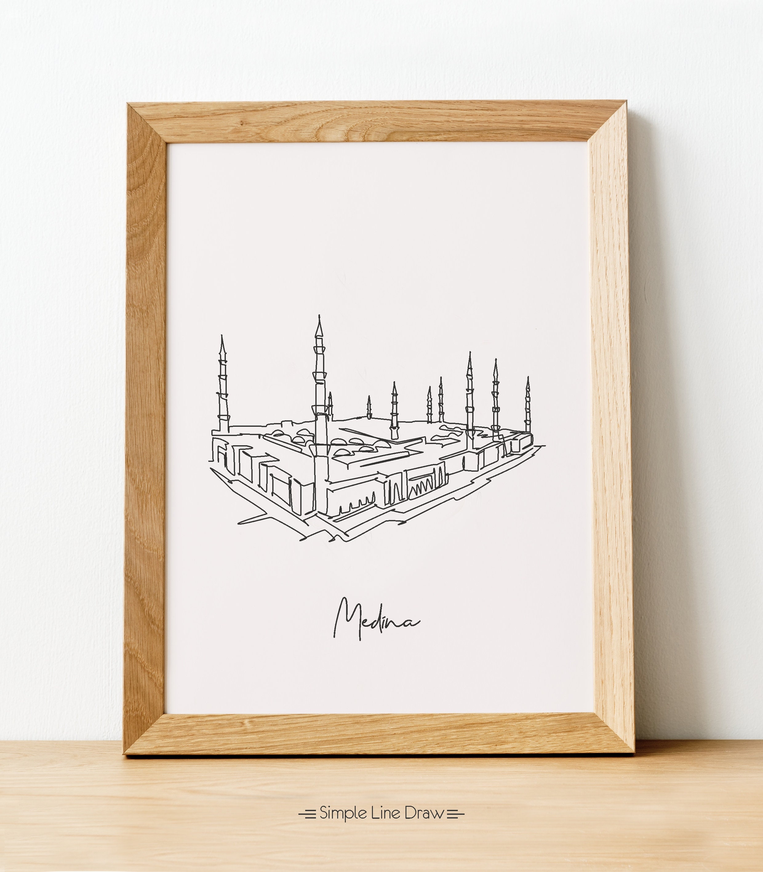 Masjid an Nabawi Line Art Print: Medina Continuous Line Draw Travel ...