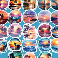 Beach Sunset Sticker Decal, Window Bumper Vehicle Waterproof Vinyl ...