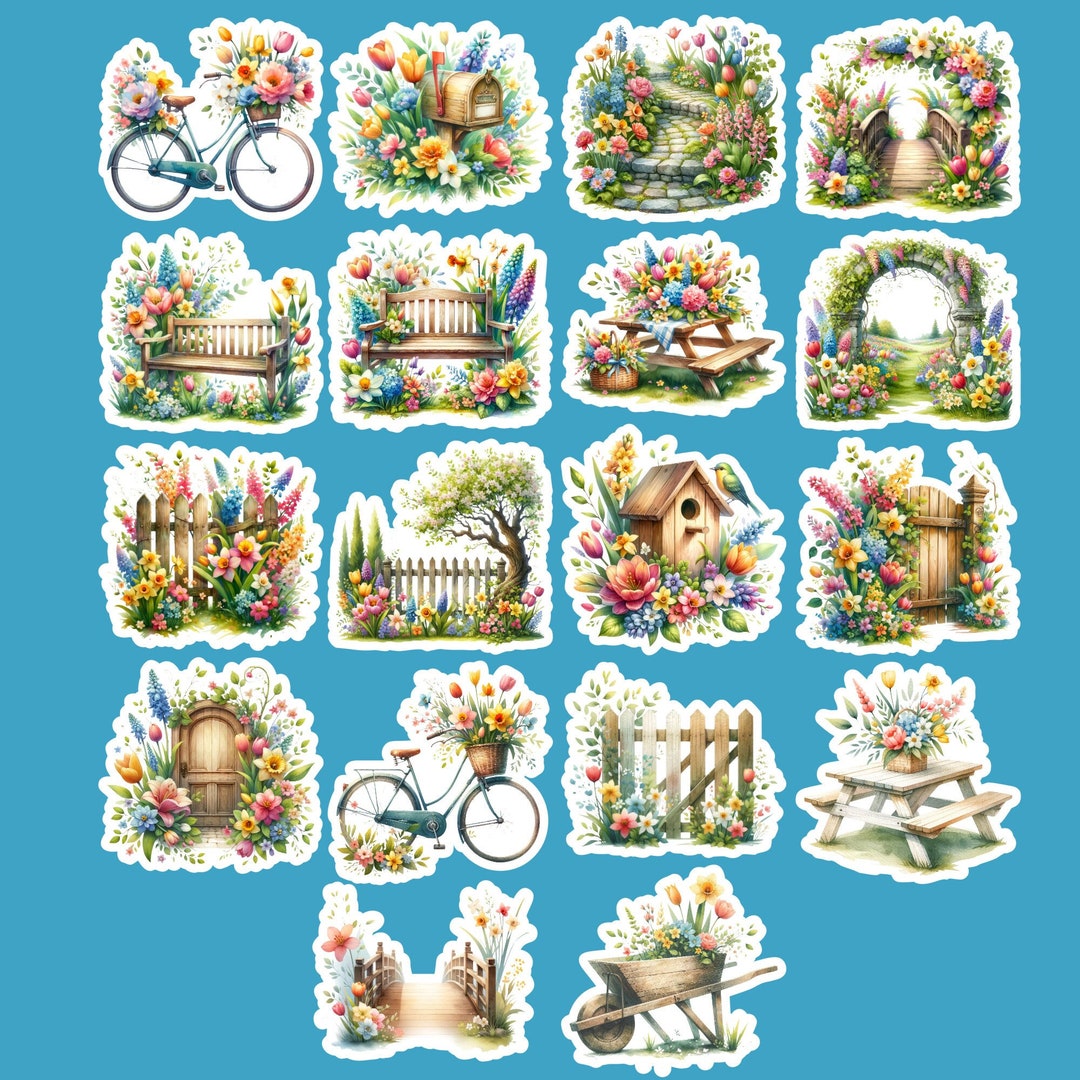 Landscape Spring Flower Stickers - Etsy