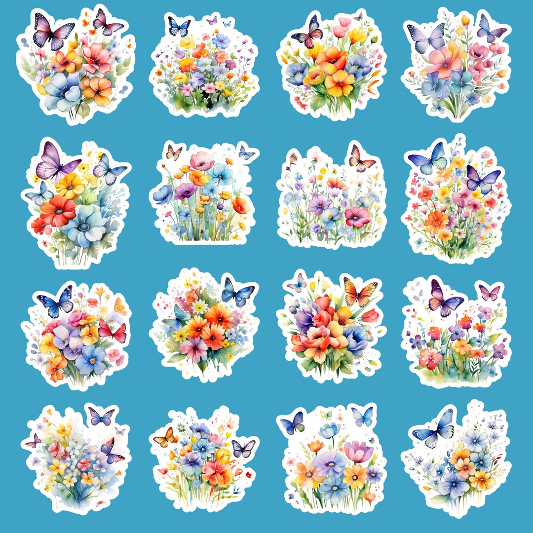 Spring Flowers and Butterflies Mystery Sticker Pack - Random Selection ...