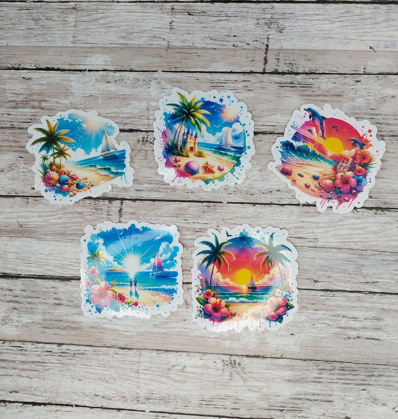 At the Beach Sticker Pack, Laptop Stickers, Water Bottle Stickers - Etsy