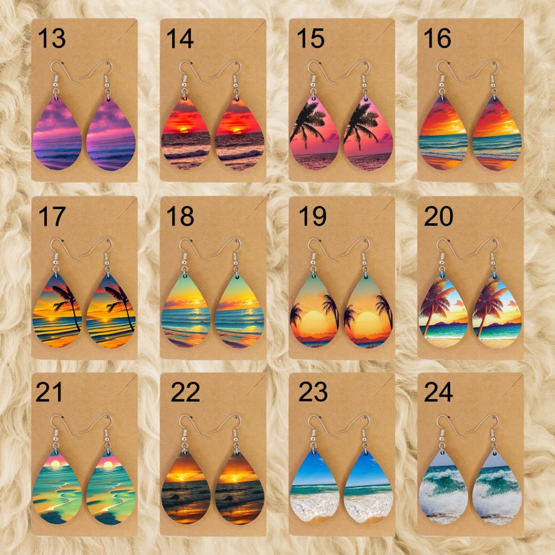 Beach and Sunset Earrings - Etsy