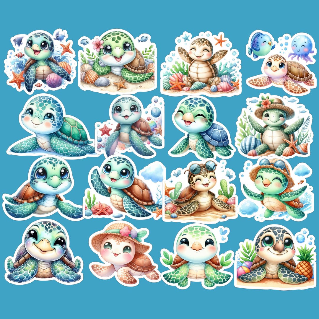 Sea Turtle Stickers, Turtles, Birthday Gifts, Party Favors - Etsy