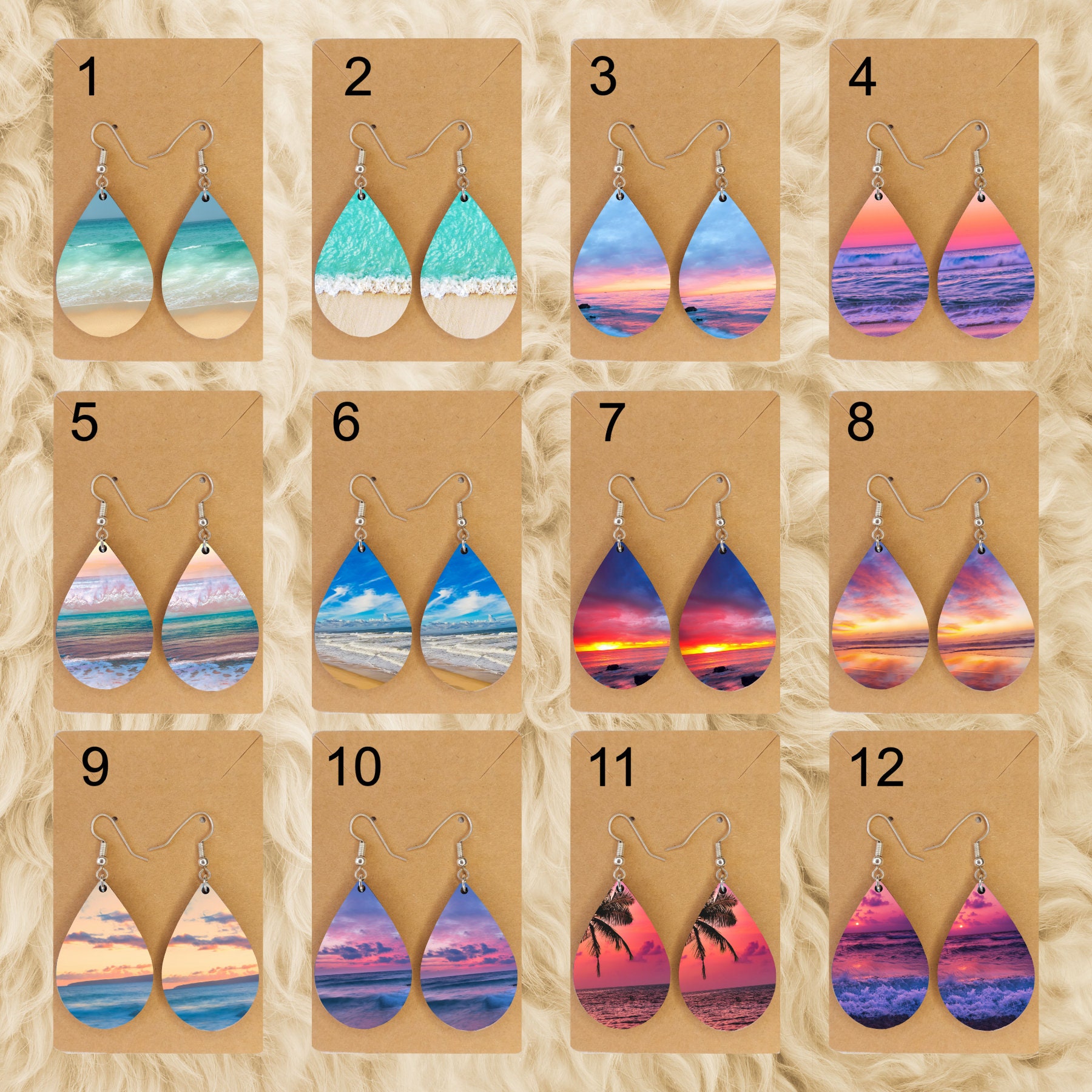 Beach and Sunset Earrings - Etsy