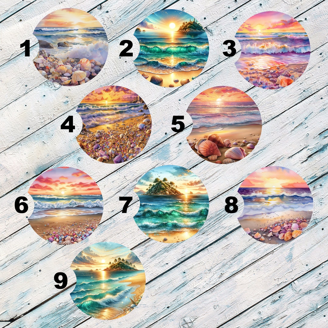 Ocean Beach Car Coasters, Beach, Ocean, Car Accessories - Etsy