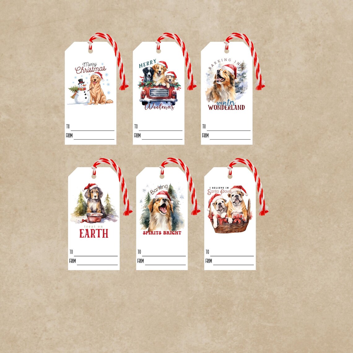 Dog Christmas Gift Tags, Holiday Tags, Christmas, Dogs - Etsy
