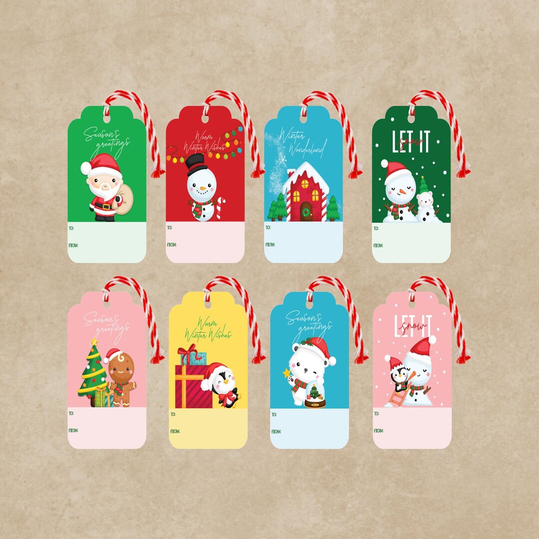 Assorted Christmas Gift Tags, Snowman, Santa, Christmas Tags - Etsy
