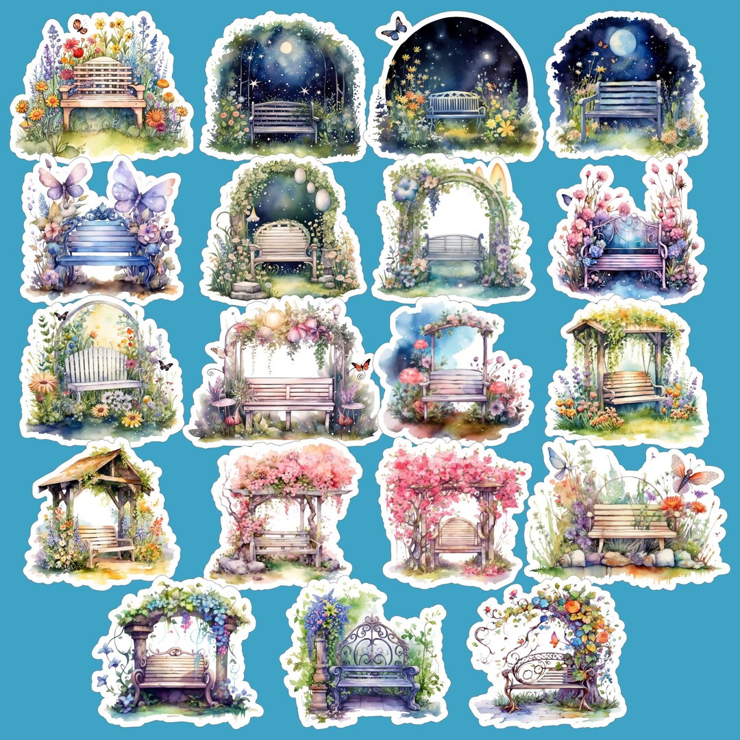 Fantasy Garden Bench Stickers, Garden, Bench, Fantasy - Etsy