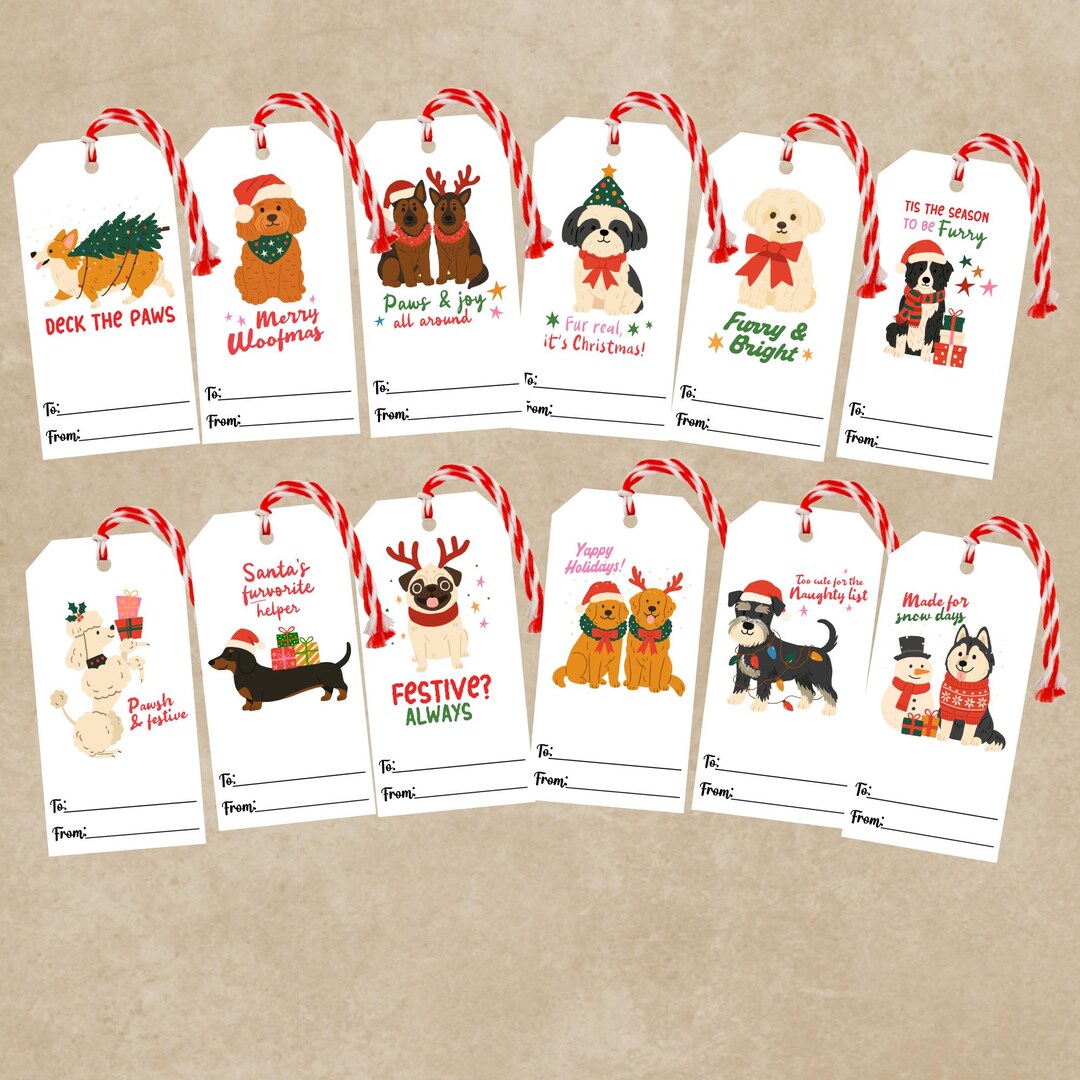 Assorted Dog Christmas Tags, Christmas, Dogs, Christmas Decor - Etsy