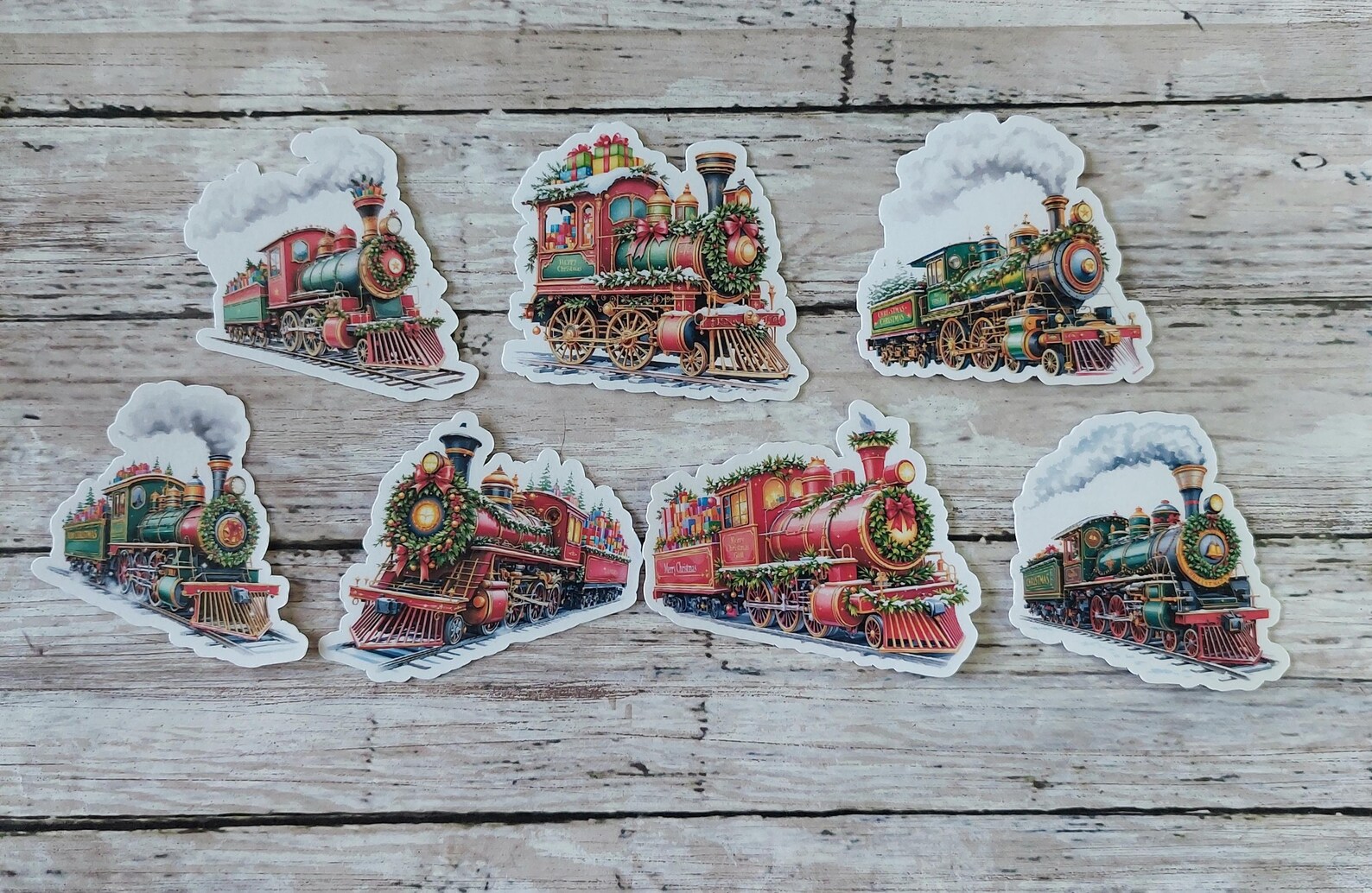 Vintage Christmas Train Stickers, Trains, Christmas, Stocking Stuffer ...