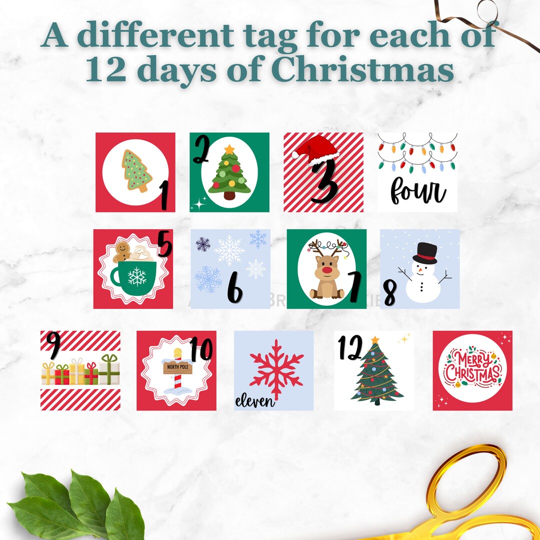 12 Days of Christmas Classic Collection 1, Printable Tags, Instant ...