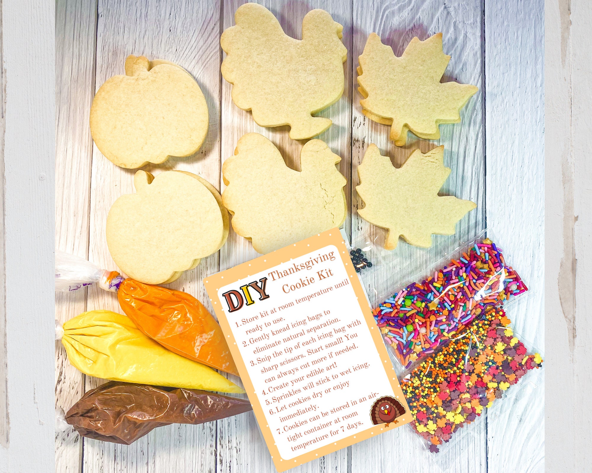 Thanksgiving Do It Yourself Cookie Kit Printable Directions, Instant ...