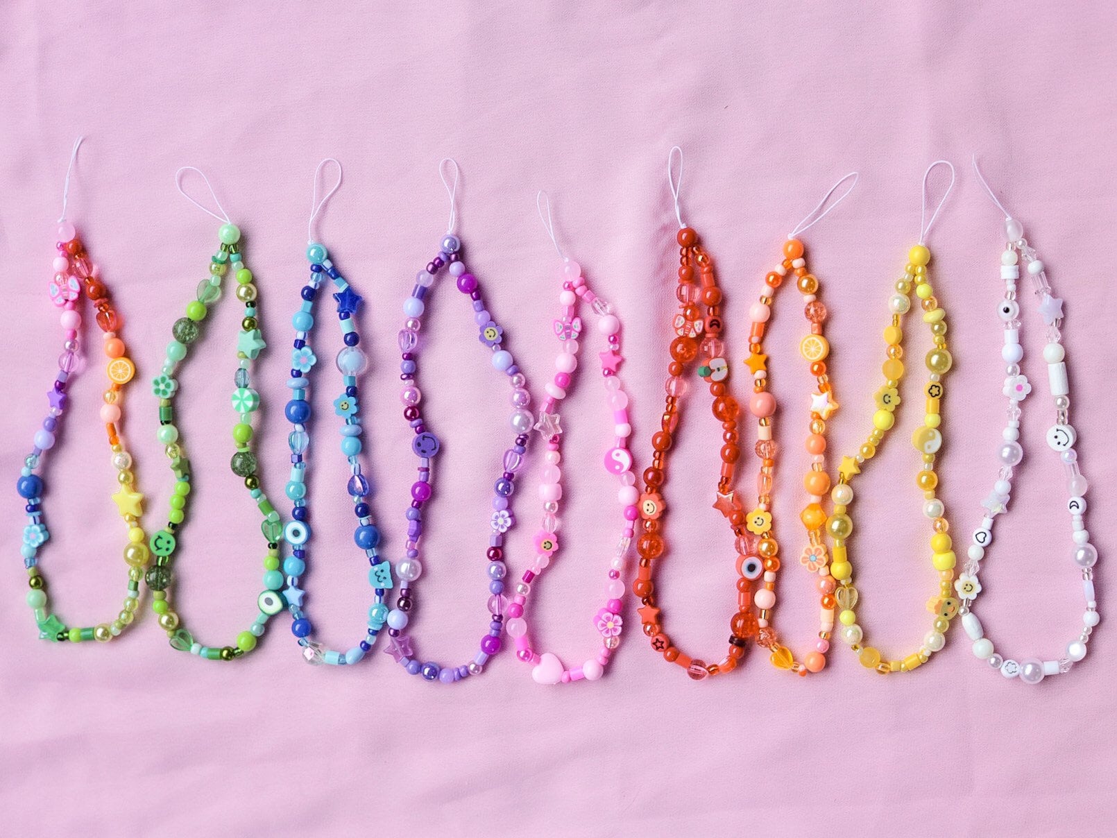 Colorblock Phone Straps Cute Phone Charms Kawaii Beads - Etsy