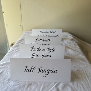 Handwritten Calligraphy Food Place Card for Dinners, Events, Weddings ...