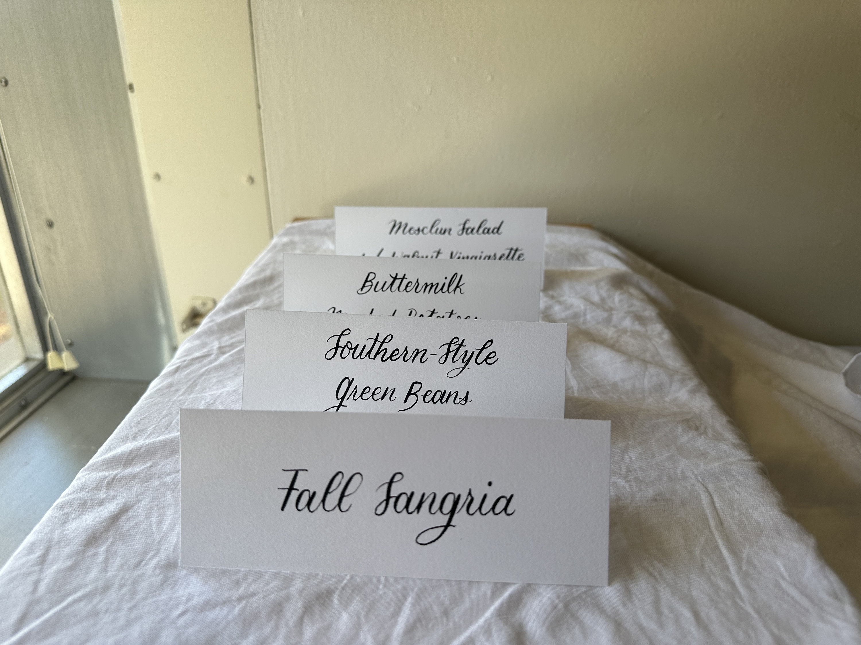 Handwritten Calligraphy Food Place Card for Dinners, Events, Weddings ...