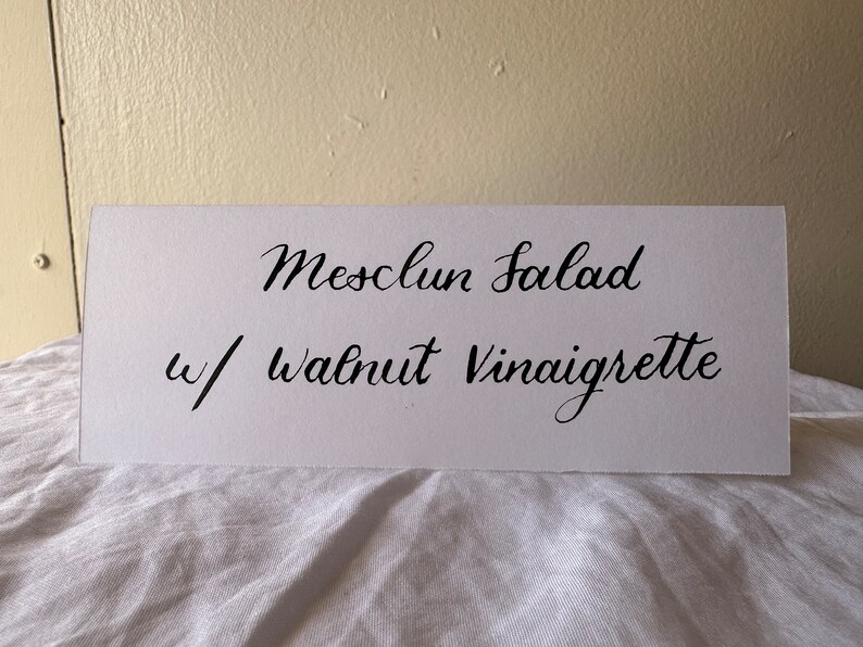 Handwritten Calligraphy Food Place Card for Dinners, Events, Weddings ...