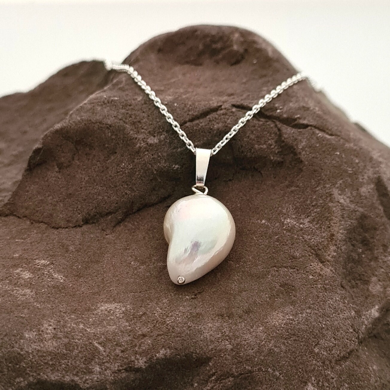 White Freshwater Pearl Pendant Pear Shape Pearl Necklace | Etsy