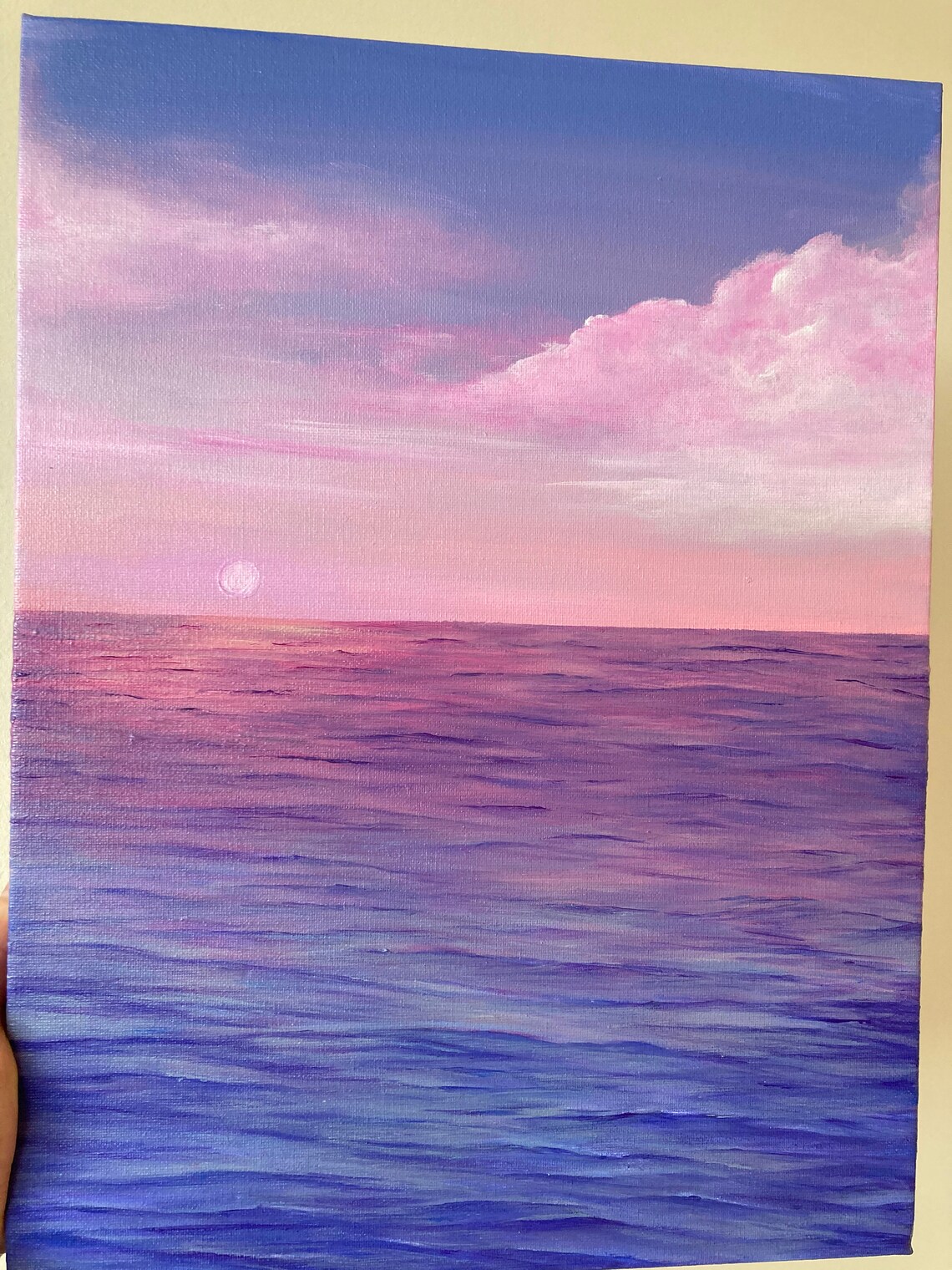 Pink Sunset Sea Painting 40x30cm - Etsy