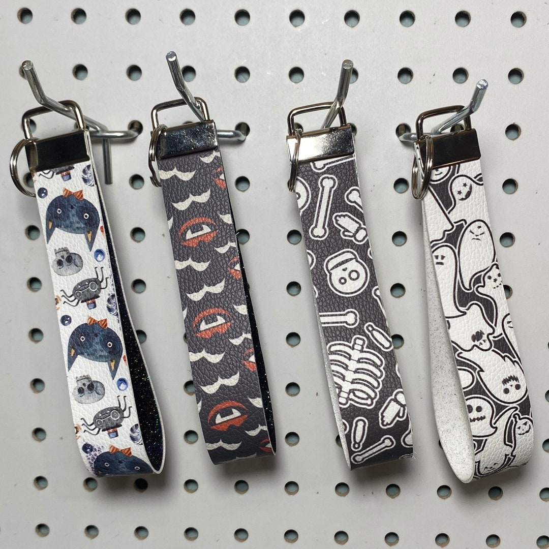 Halloween Faux Leather Wrist Lanyard Spooky Accessories Skeleton ...