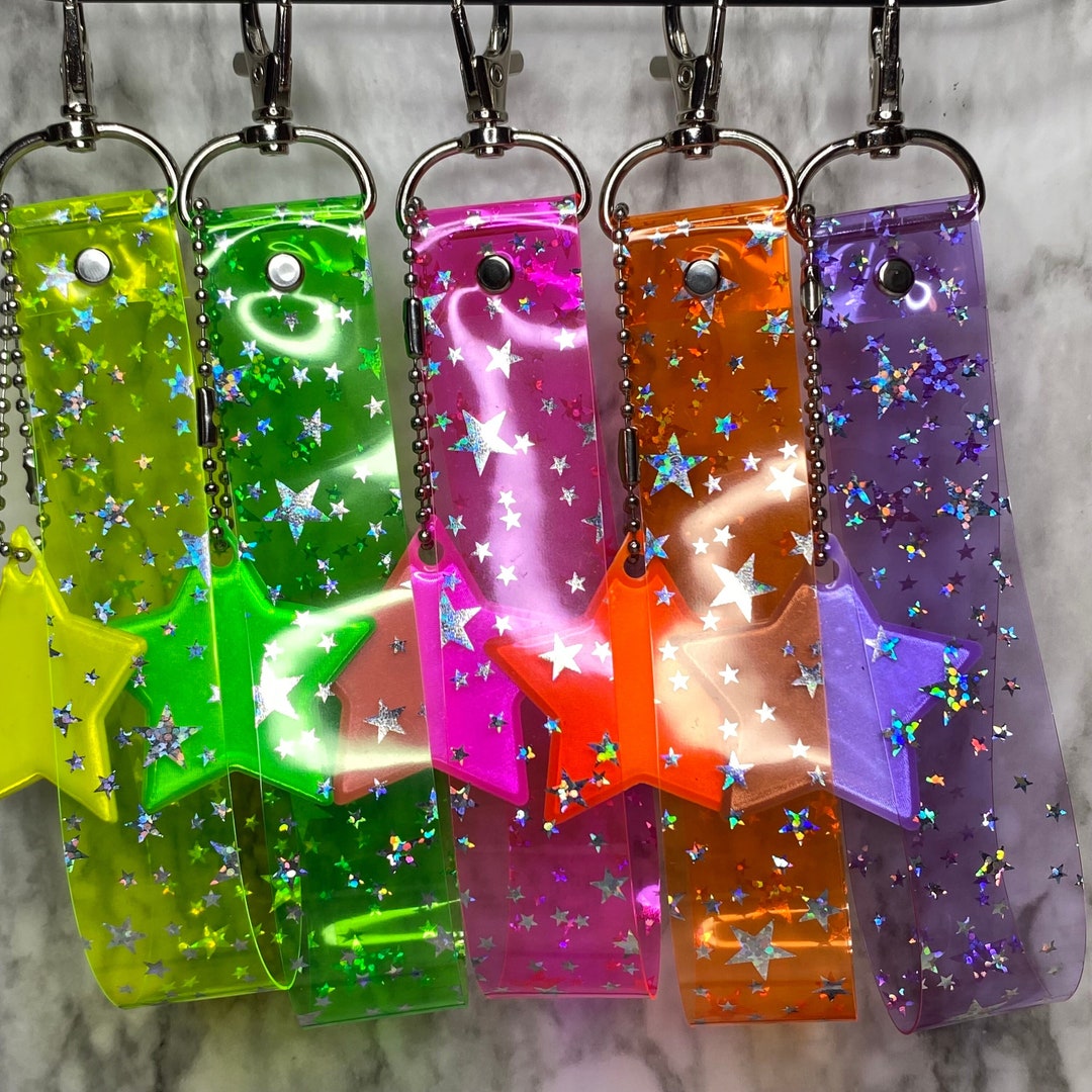 Y2k Holographic Star Wristlet Keychain | Reflective | Bag Accessories ...