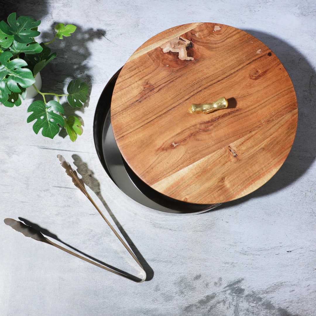 Wooden Chapati Box | Roti Box | Wooden Casserole | Chapati Box With Lid ...