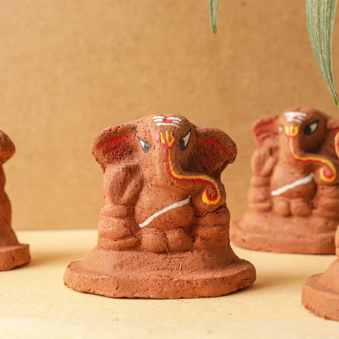 Plantable Seed Ganesha With Marigold Seeds, Earthen Handmade Ganesha ...