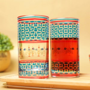 Indian Hand Painted Glass Tumbler, Floral Glassware, Wine Glasses ...