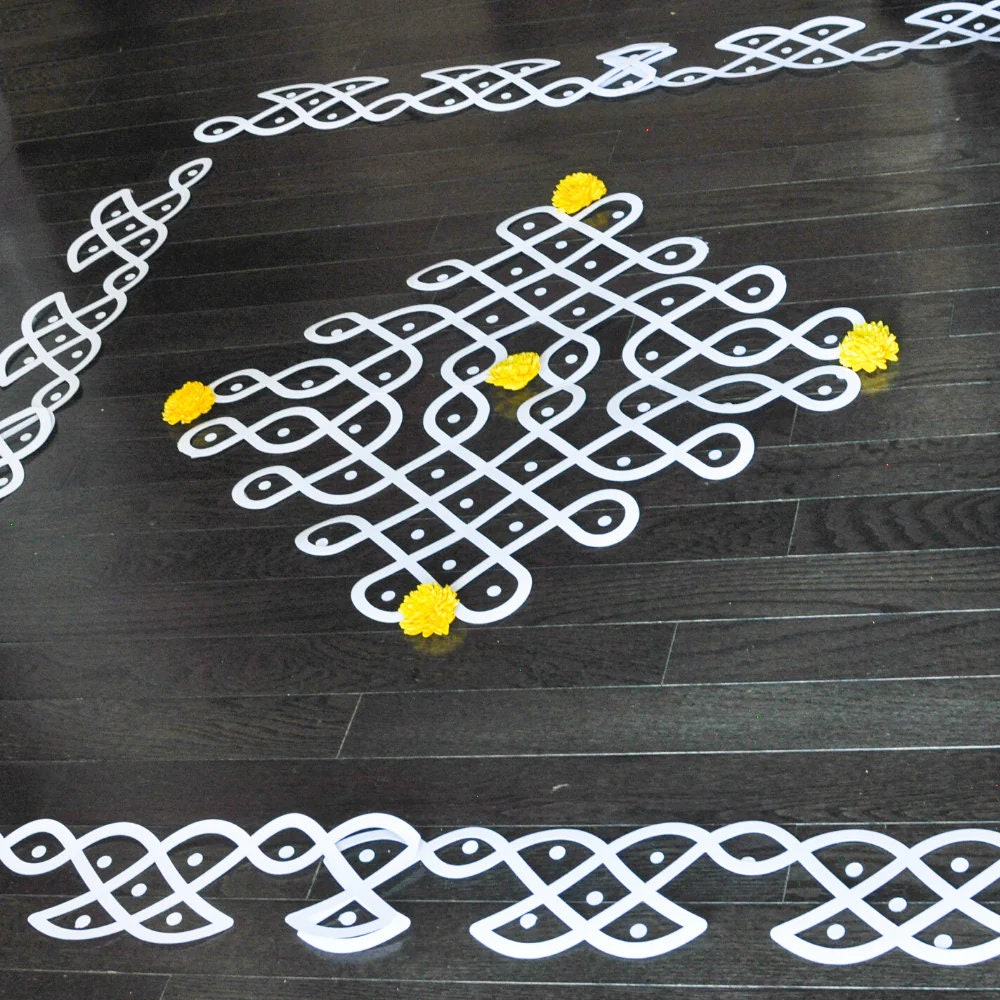 Muggu Cutouts for Indian Backdrop, Muggu Border Cutouts, Traditional ...