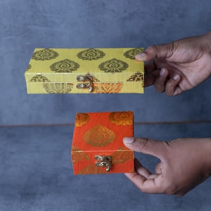 Handmade Indian Gift Box, Fabric Brocade Box for Indian Wedding Favor ...