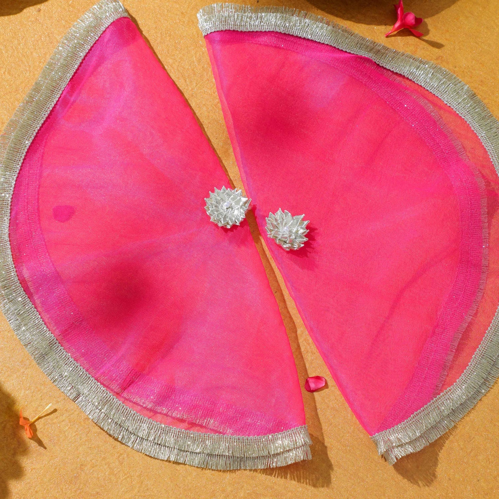 Organza Pooja Thali Cover, Handmade Aarti Thali Covers, Coconut Cover ...