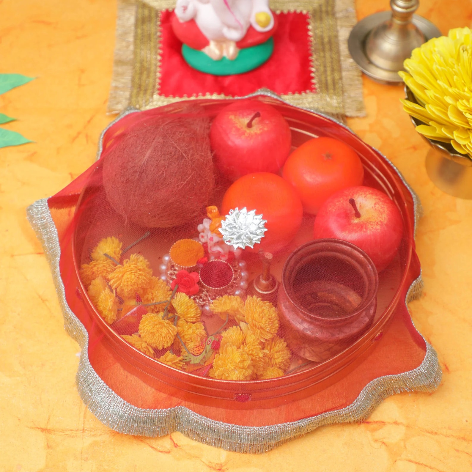 Organza Pooja Thali Cover Handmade Aarti Thali Covers - Etsy