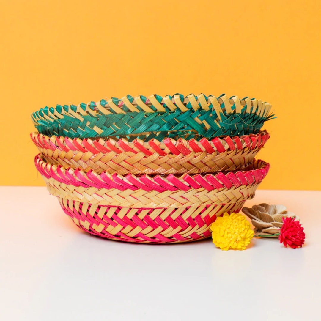 Handwoven Bamboo Woven Flower & Fruit Basket, Vegetable Basket, Storage ...