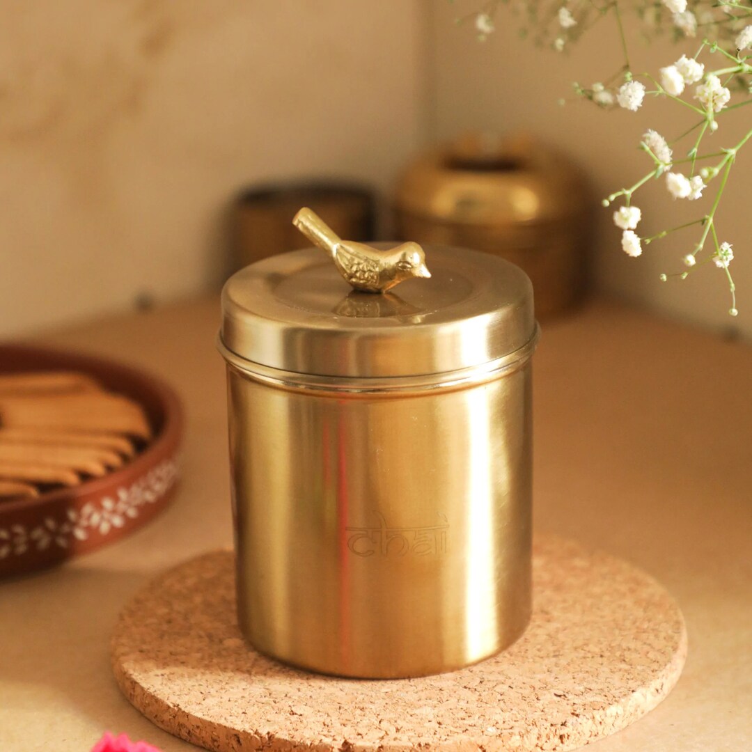Tea Storage Jars, Stainless Steel Canister With Airtight Lid, Indian ...