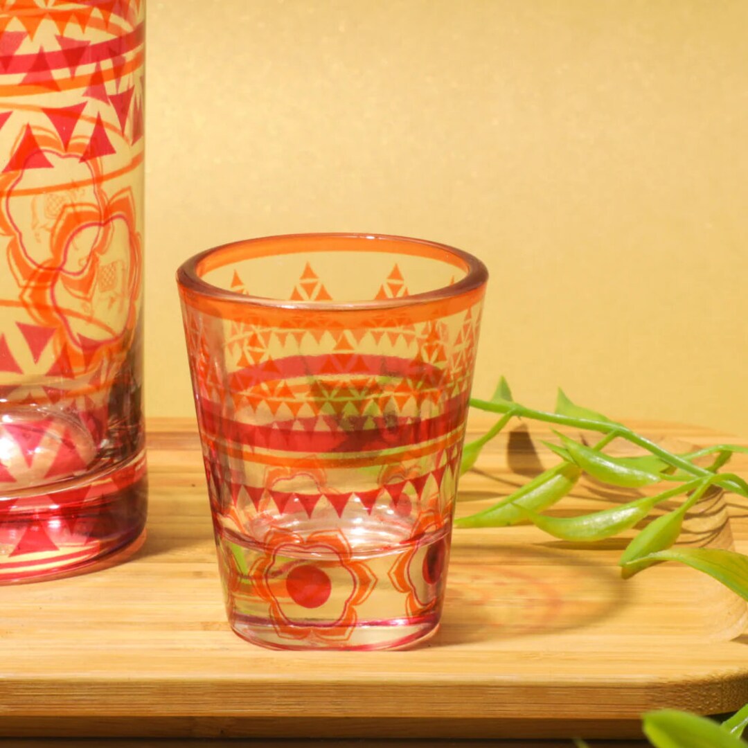 Indian Shot Glasses, Orange Floral Shot Glasses, Desi Cute Shot Glasses ...