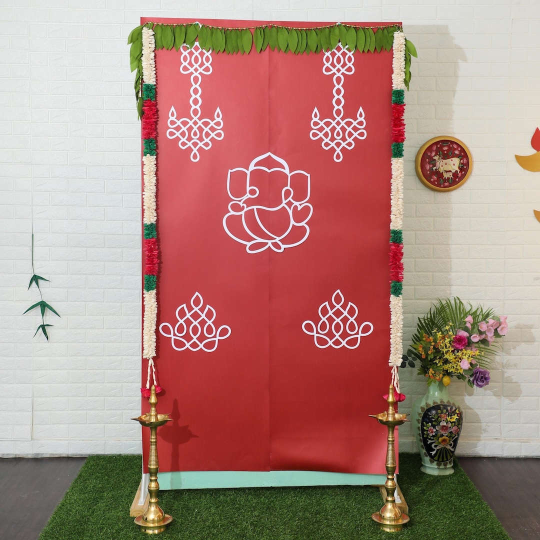Ganesha Backdrop Decoration, Indian Pooja Backdrops, Ganpati Decoration ...