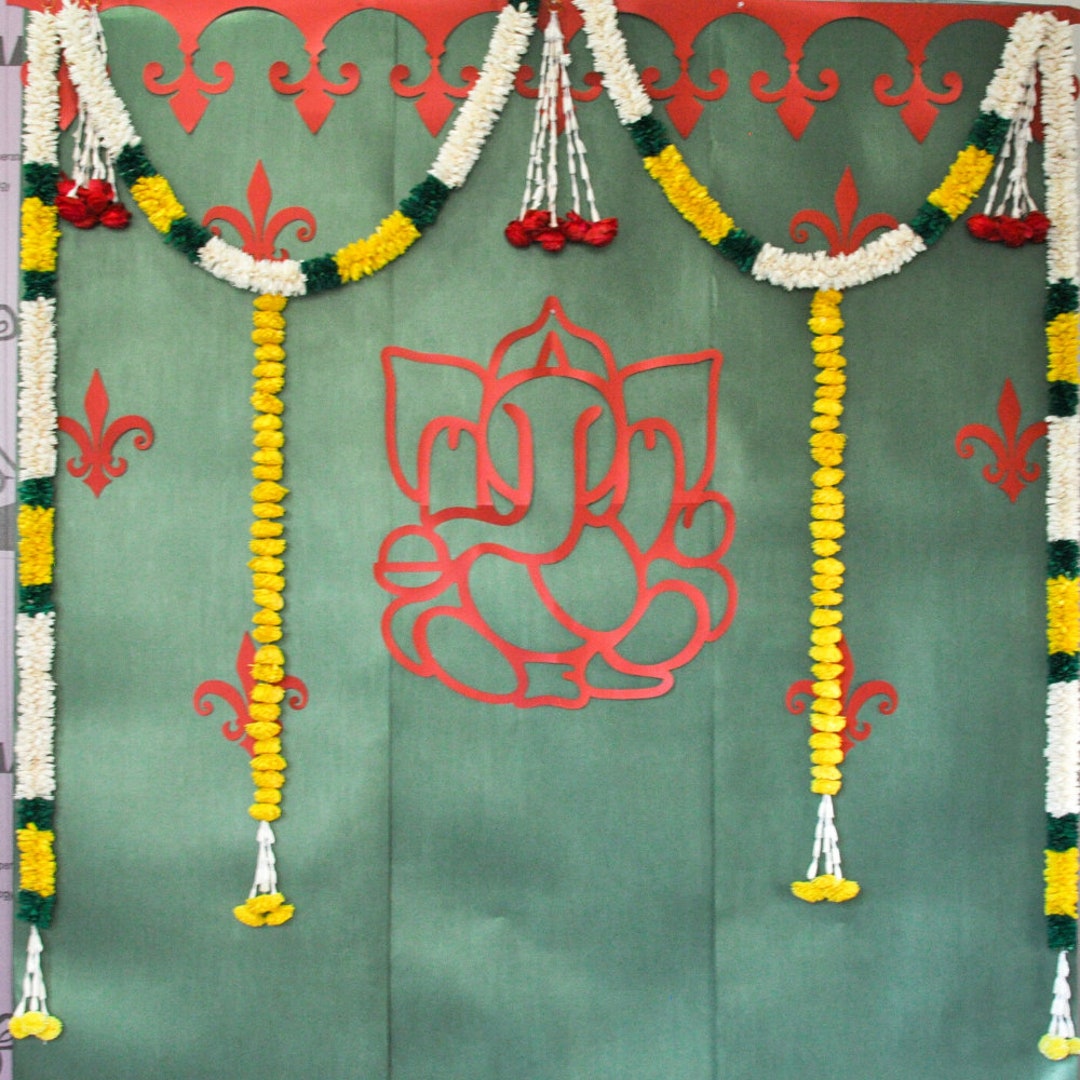 Ganesh Backdrop, Pooja Backdrop Decoration, Indian Pooja Backdrop ...