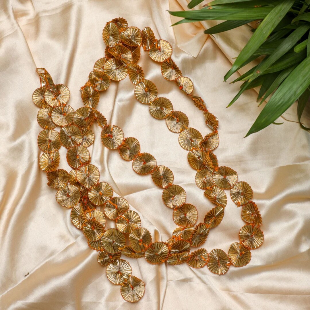5 Ft Golden Gota Hangings, Gota Flower Strings for Indian Wedding Decor ...