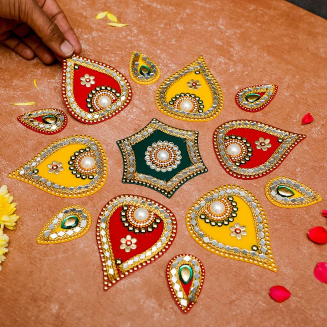 Arcylic Rangoli Mat, Multicolor Floor Rangoli, Rangoli Decorations ...